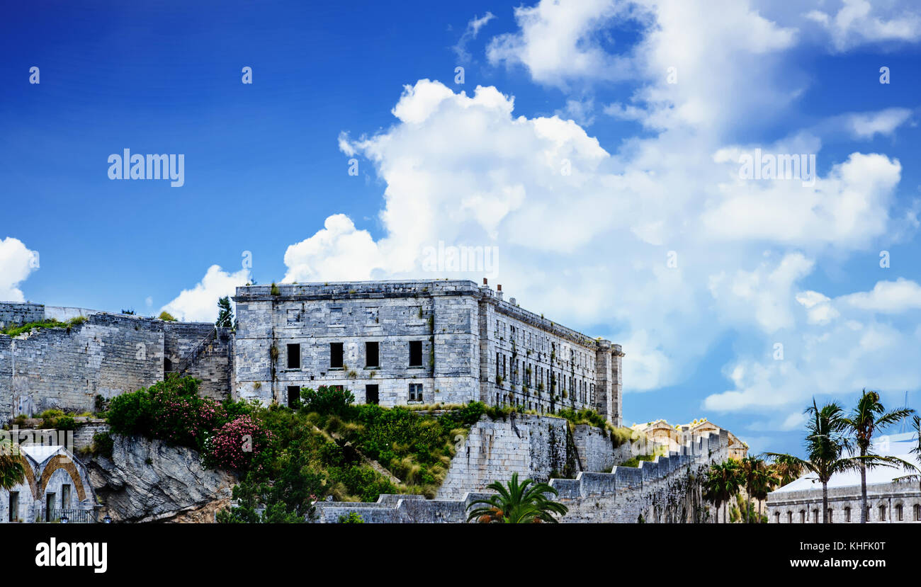 The old stone prison above the Naval Dockyard on Bermuda Stock Photo ...