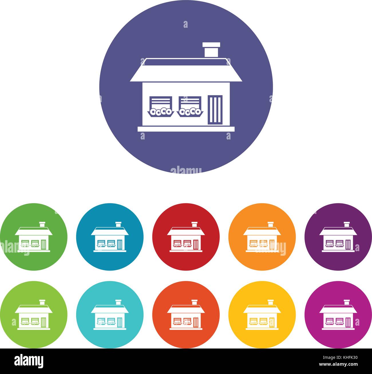 One storey house with two windows set icons Stock Vector Image & Art ...