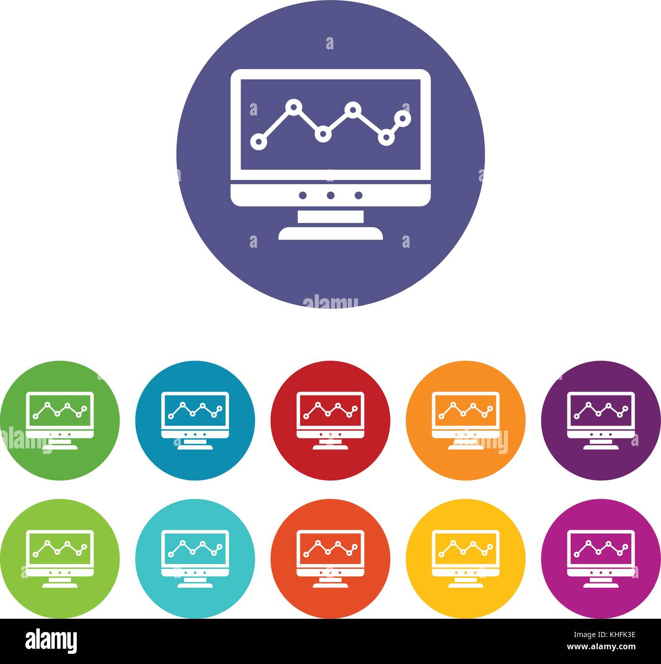 Graph in computer screen set icons Stock Vector Image & Art - Alamy