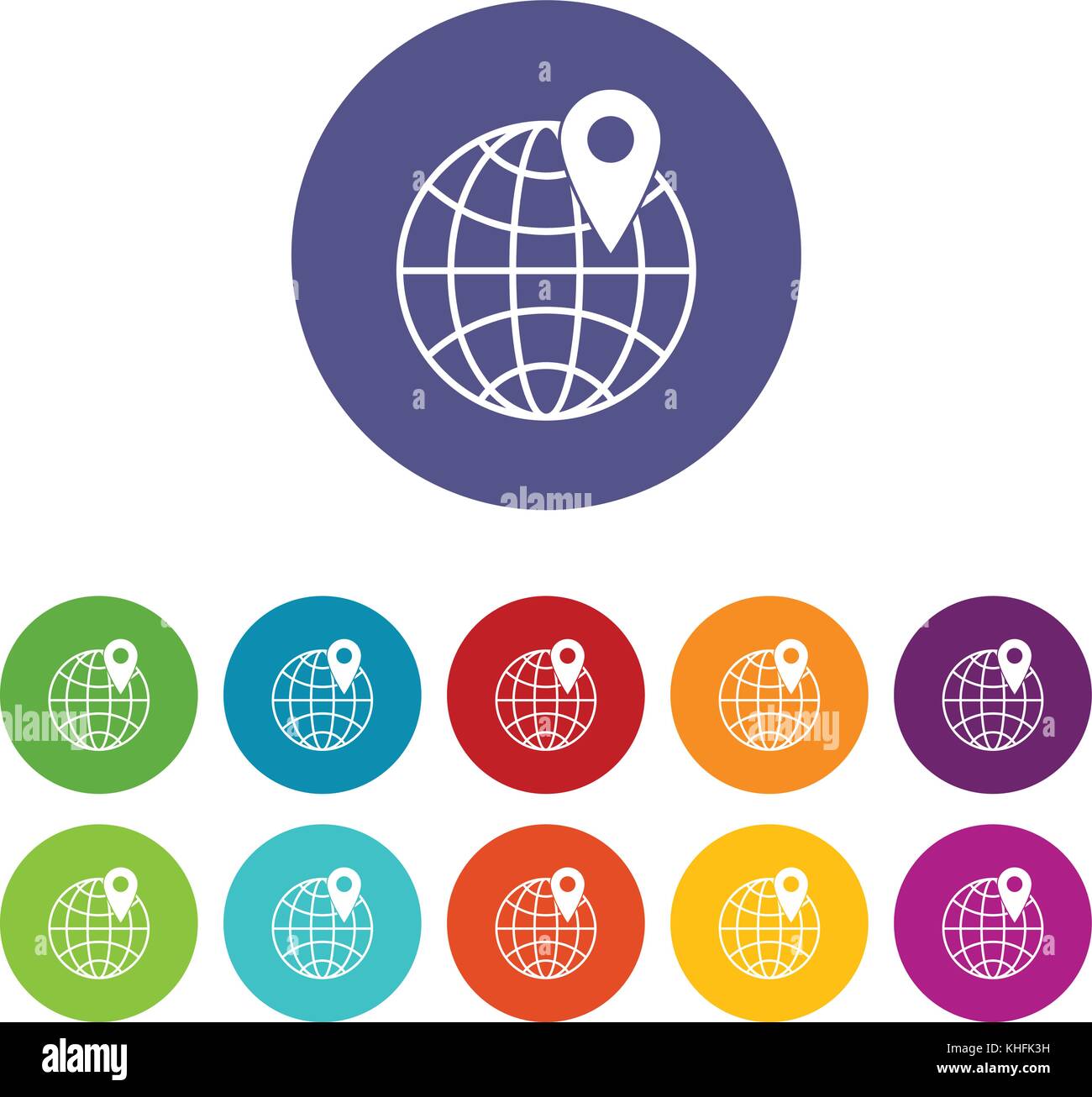 Globe with pin set icons Stock Vector Image & Art - Alamy