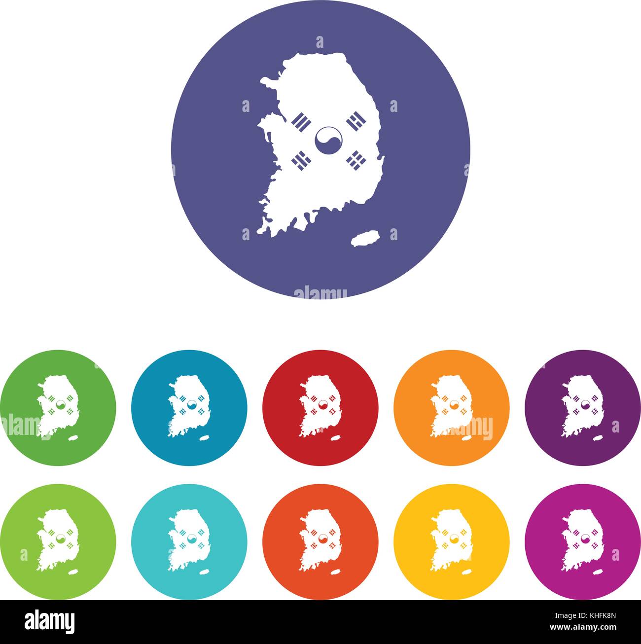 South Korea map with flag set icons Stock Vector Image & Art - Alamy