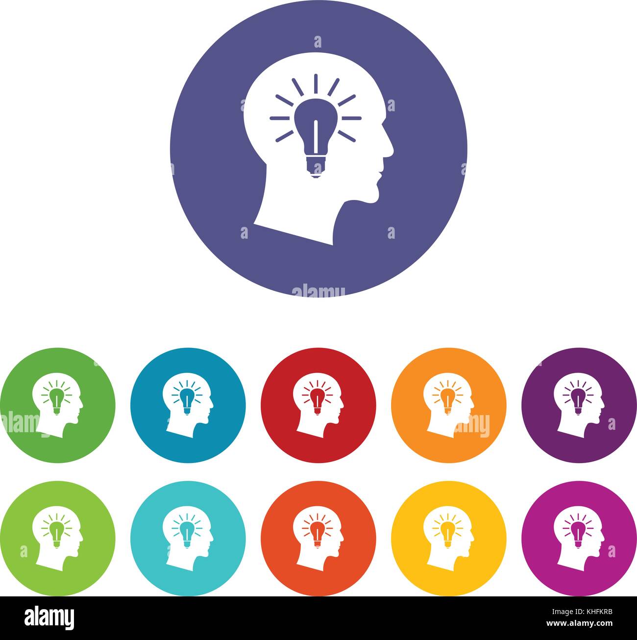 Light bulb inside head set icons Stock Vector Image & Art - Alamy