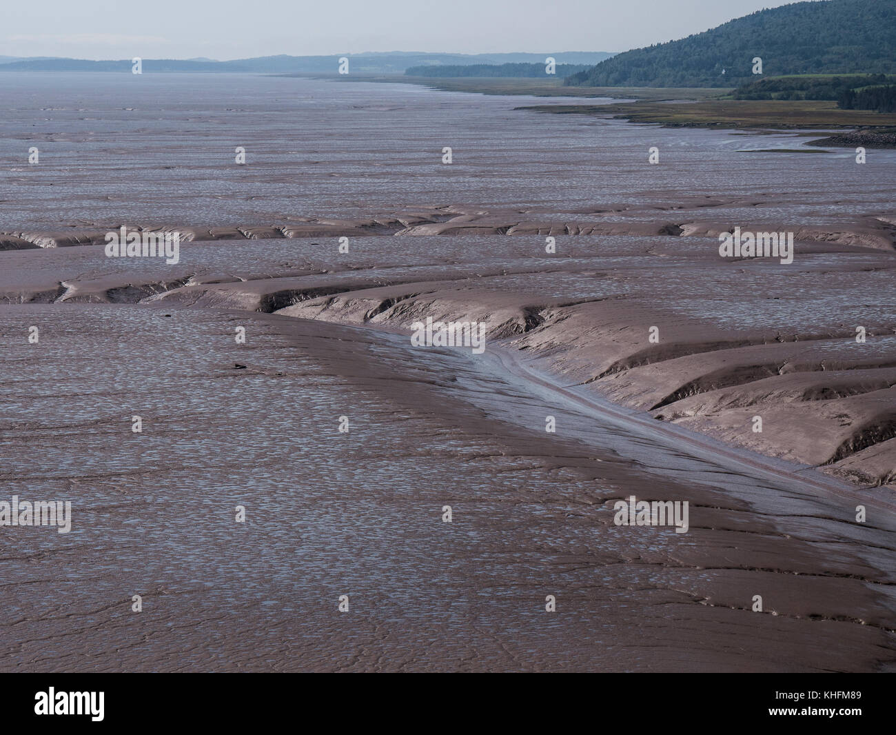 Massive mud flats at low tide, Hopewell Rocks Park, Bay of Fundy, New ...