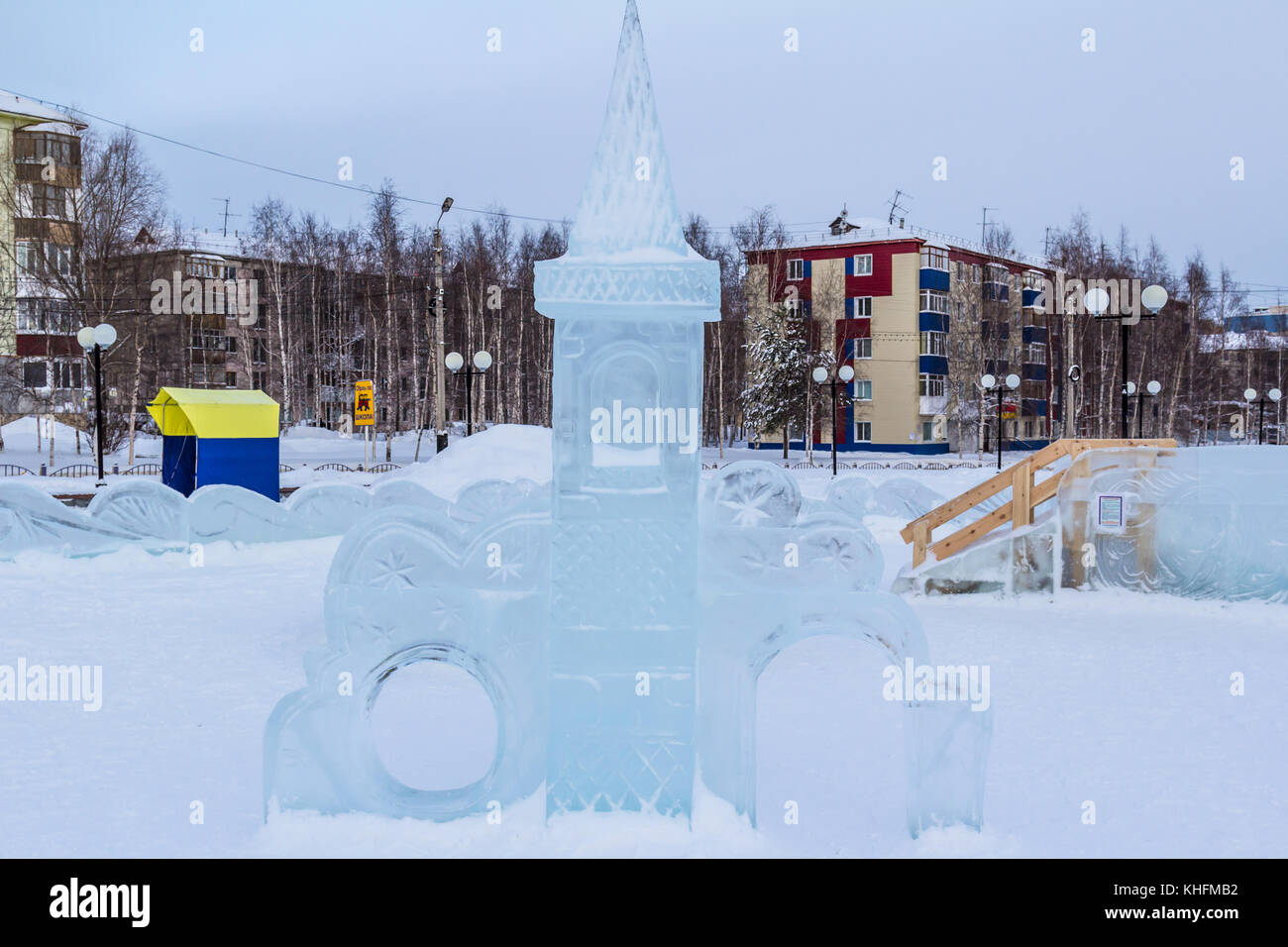 Ice town built for Christmas in the town square Stock Photo - Alamy