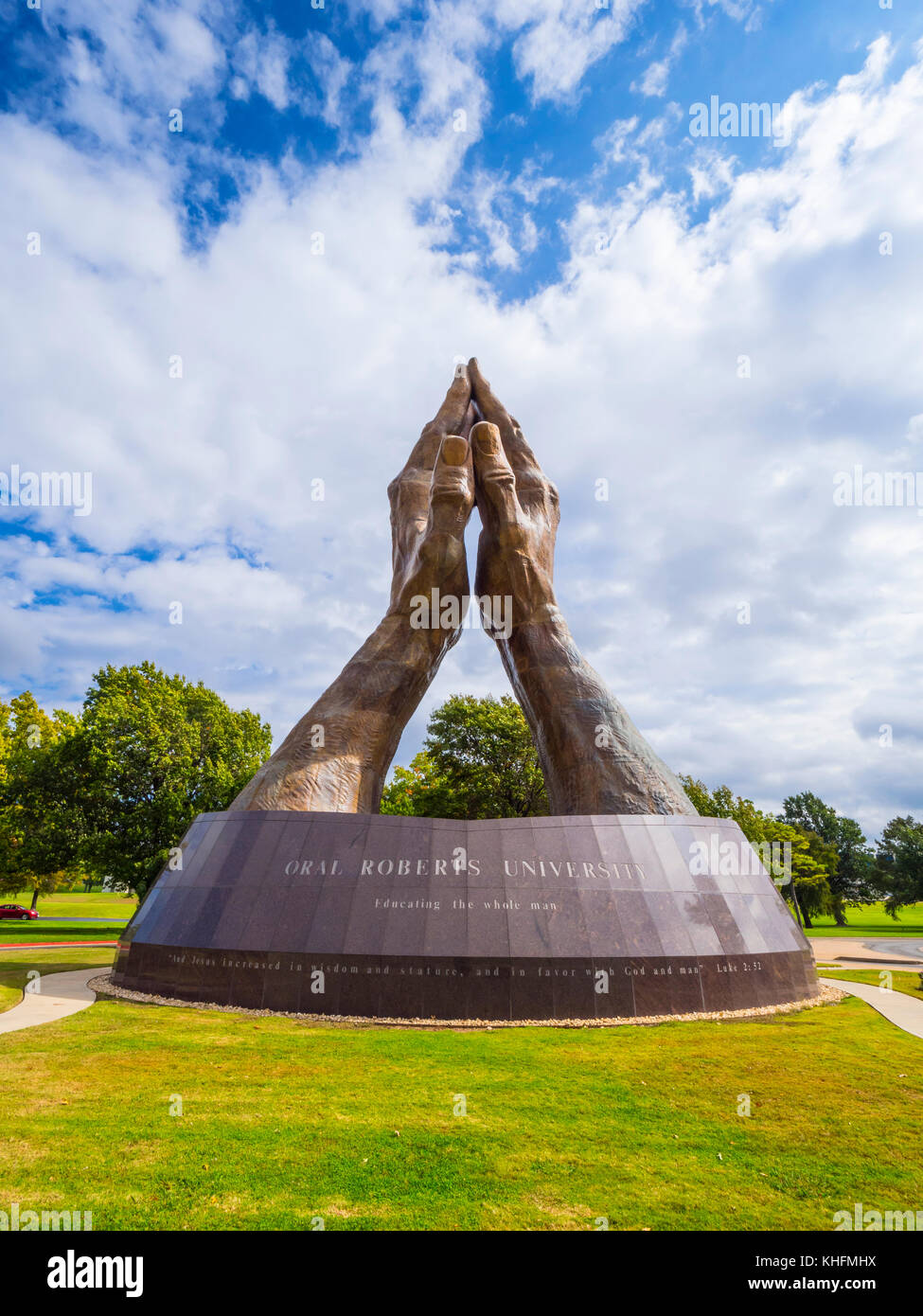 Huge praying hands sculpture at Oral Roberts University in Oklahoma ...