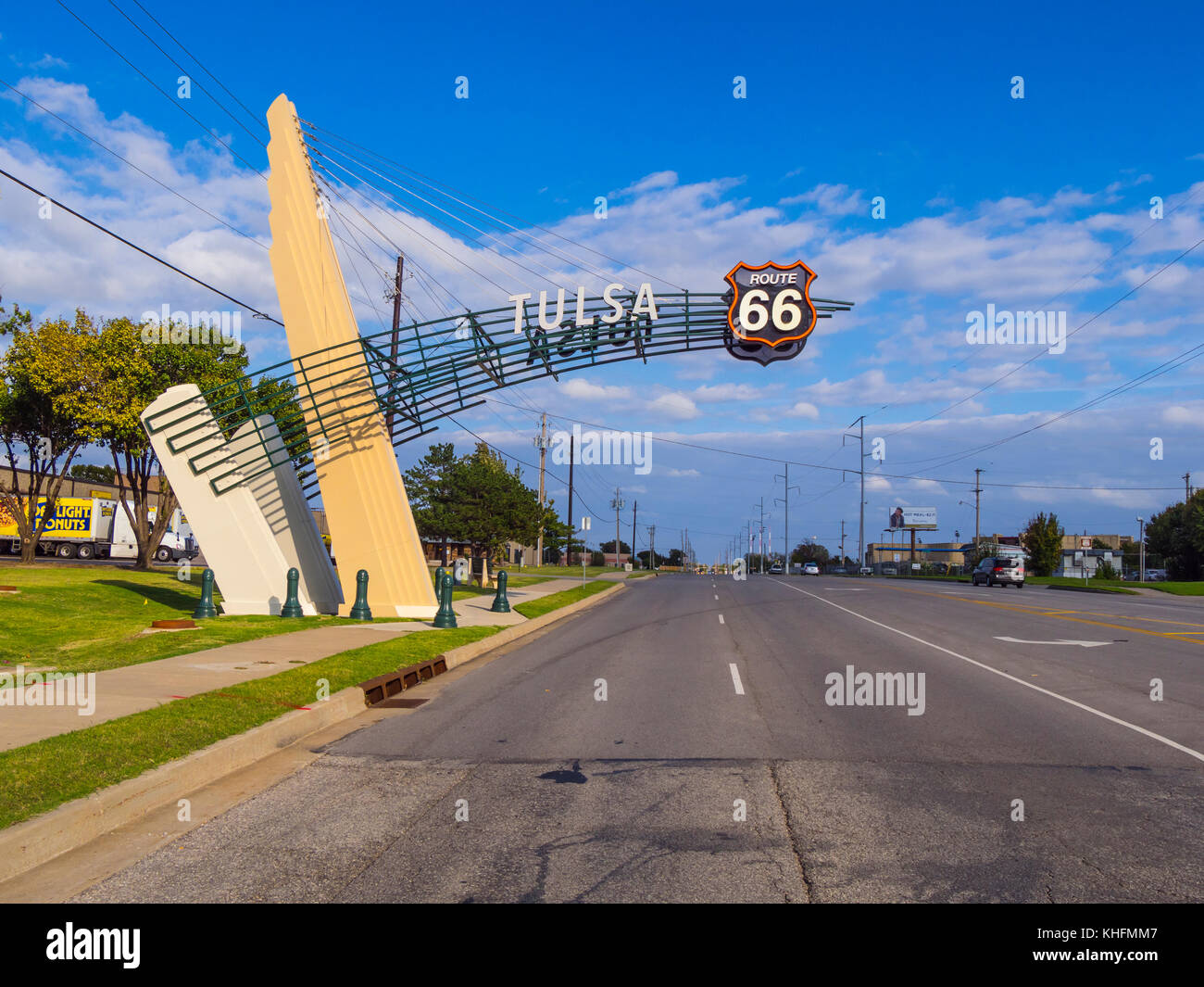 Historic Route 66 street view in Tulsa Oklahoma Stock Photo - Alamy