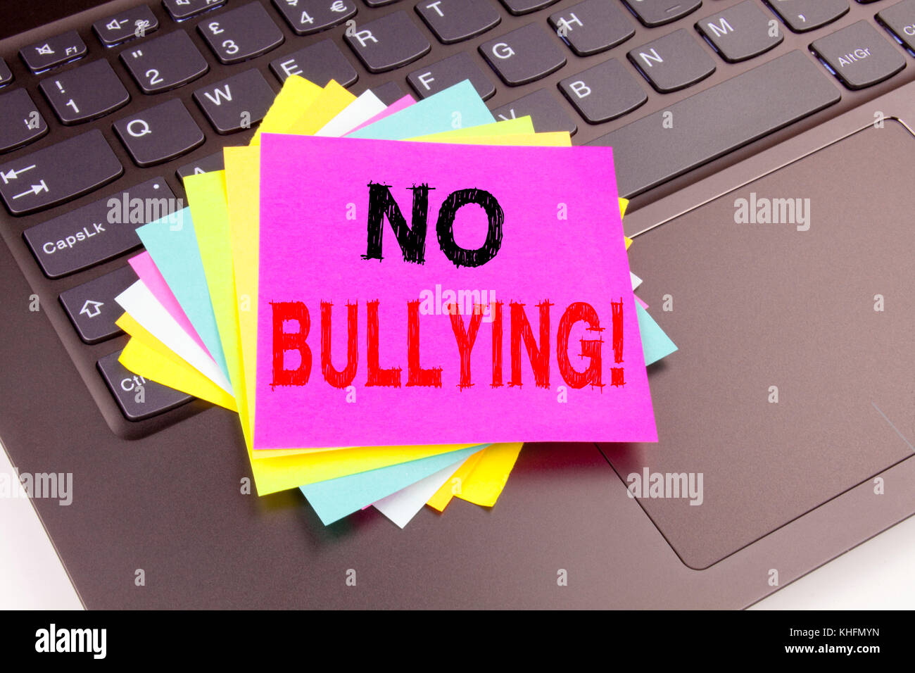 Writing text showing No Bullying made in the office with surroundings ...