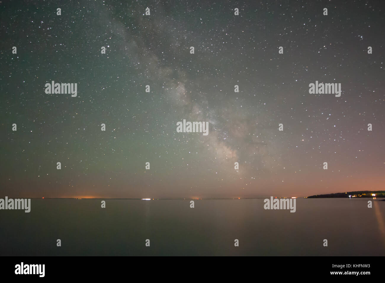 horizontal view of the milky way over lake superior in minnesota Stock ...