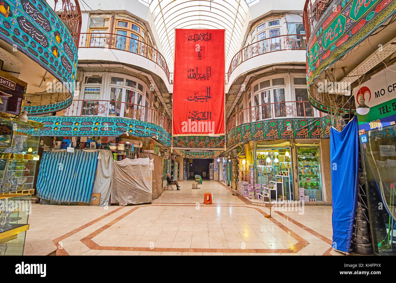 TEHRAN, IRAN - OCTOBER 11, 2017: The rows of Grand Bazaar boasts large ...