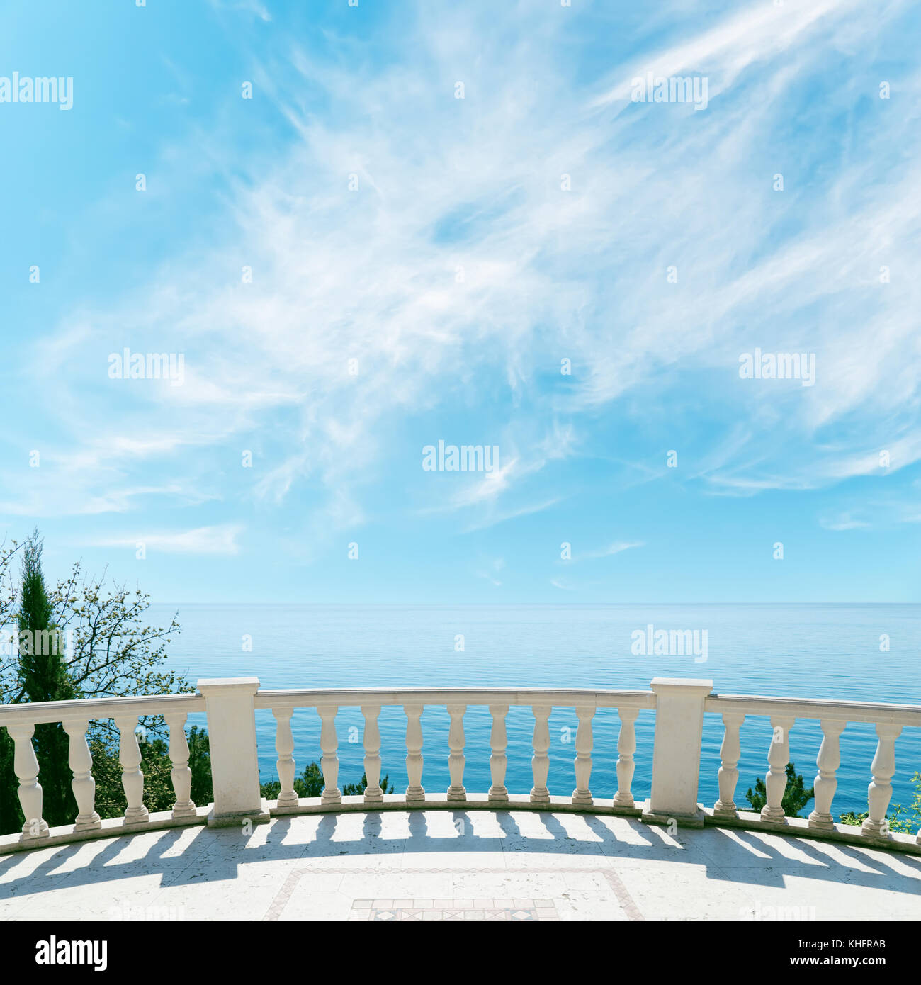 balcony over sea and cloudy sky Stock Photo - Alamy