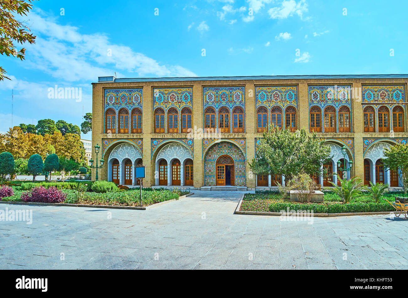 The splendid facade of Abyaz Palace (Golestan Complex), richly ...