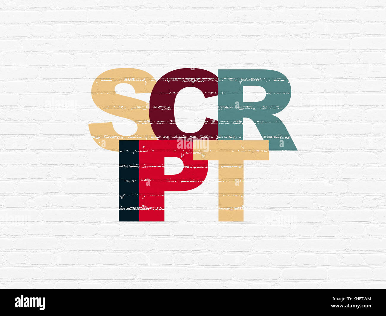 Programming concept: Script on wall background Stock Photo - Alamy
