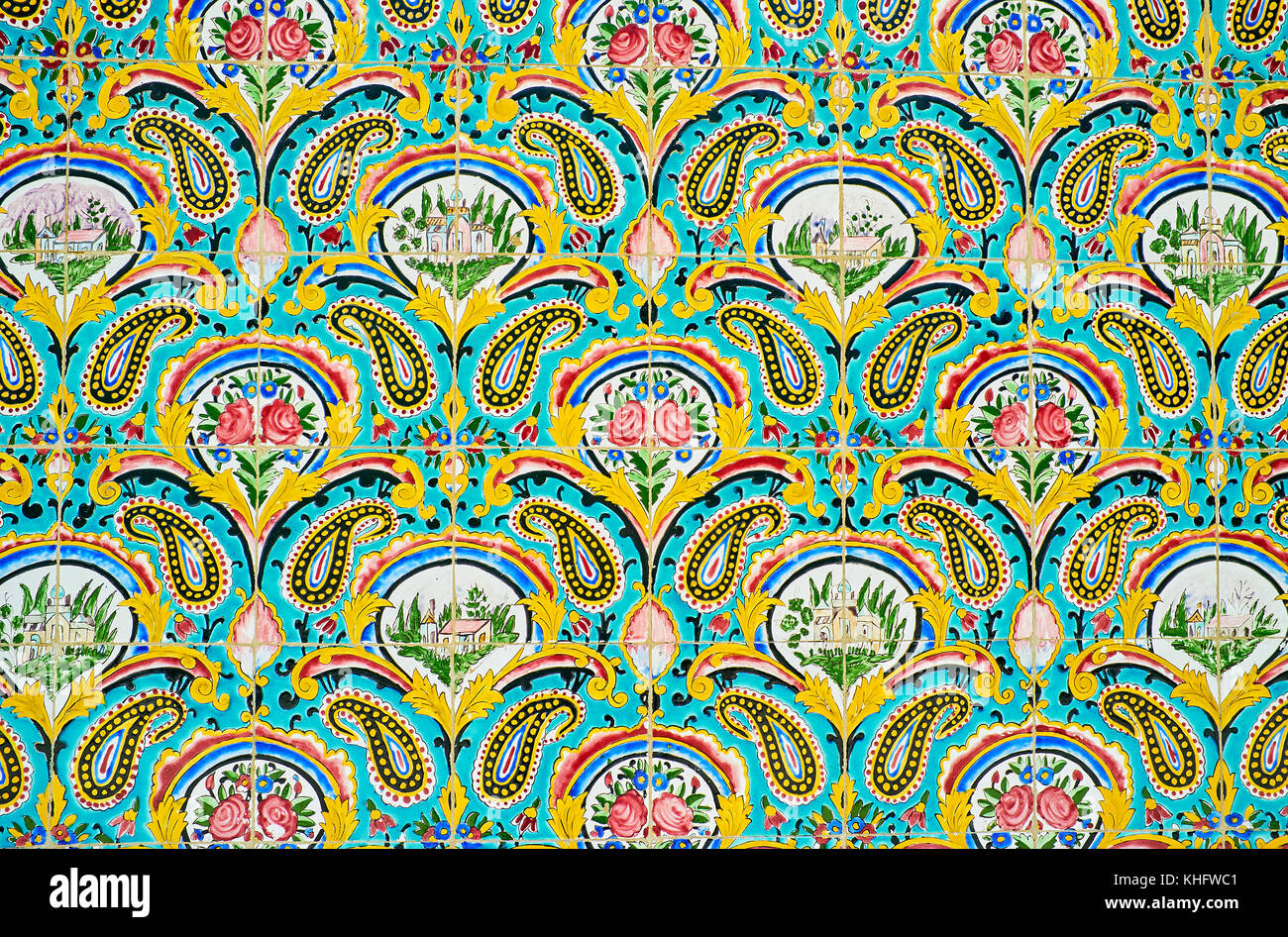 The complex tiled pattern of Golestan wall with using of traditional ...