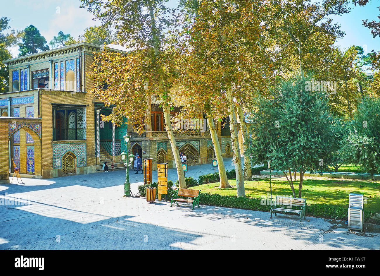 TEHRAN, IRAN - OCTOBER 11, 2017: The lush greenery of garden hides the ...