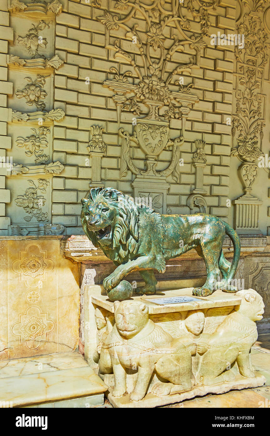TEHRAN, IRAN - OCTOBER 11, 2017: The roaring lion sculpture on the ...