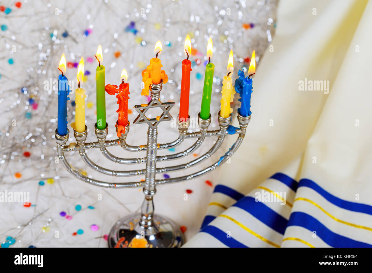 jewish symbol jewish holiday Hanukkah with menorah traditional ...