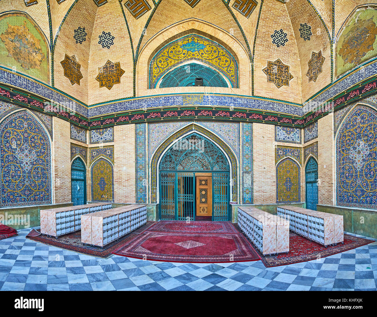 TEHRAN, IRAN - OCTOBER 11, 2017: The brick walls of the main portal of ...