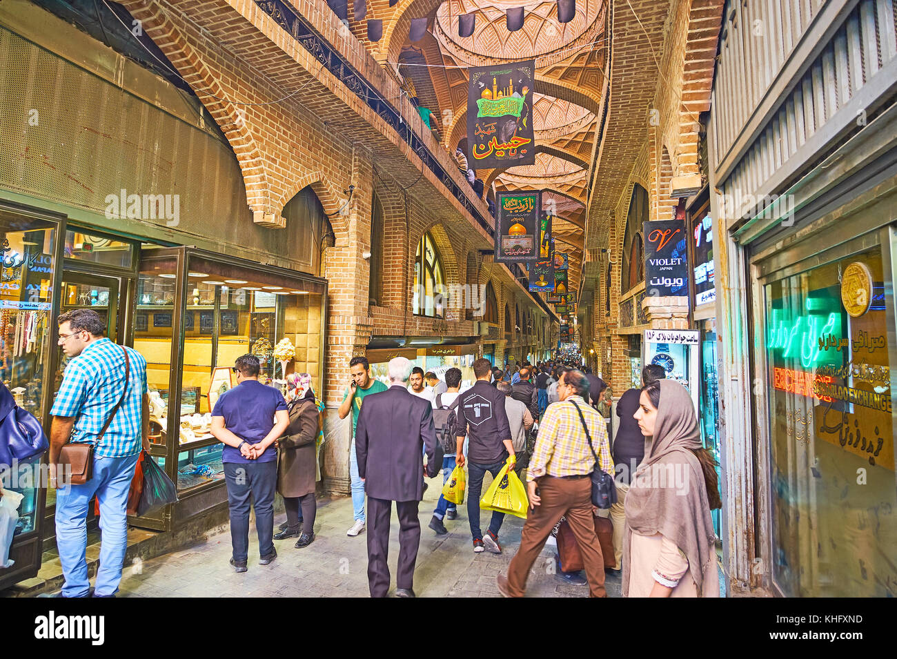 TEHRAN, IRAN - OCTOBER 11, 2017: The Grand Bazaar is the popular place ...