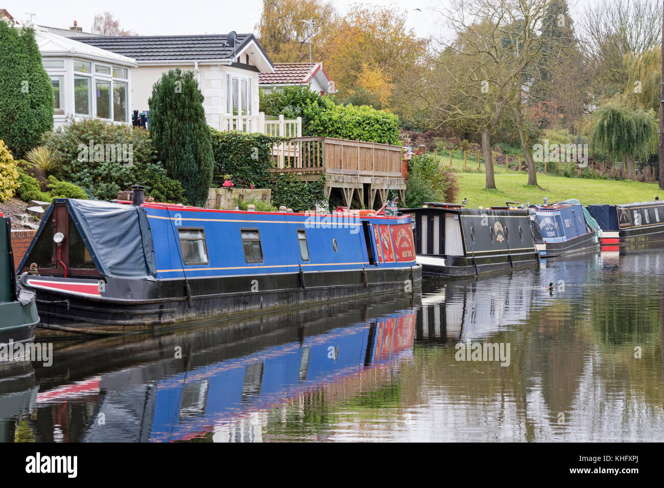 Moored boats on the Staffordshire and Worcestershire Canal near ...