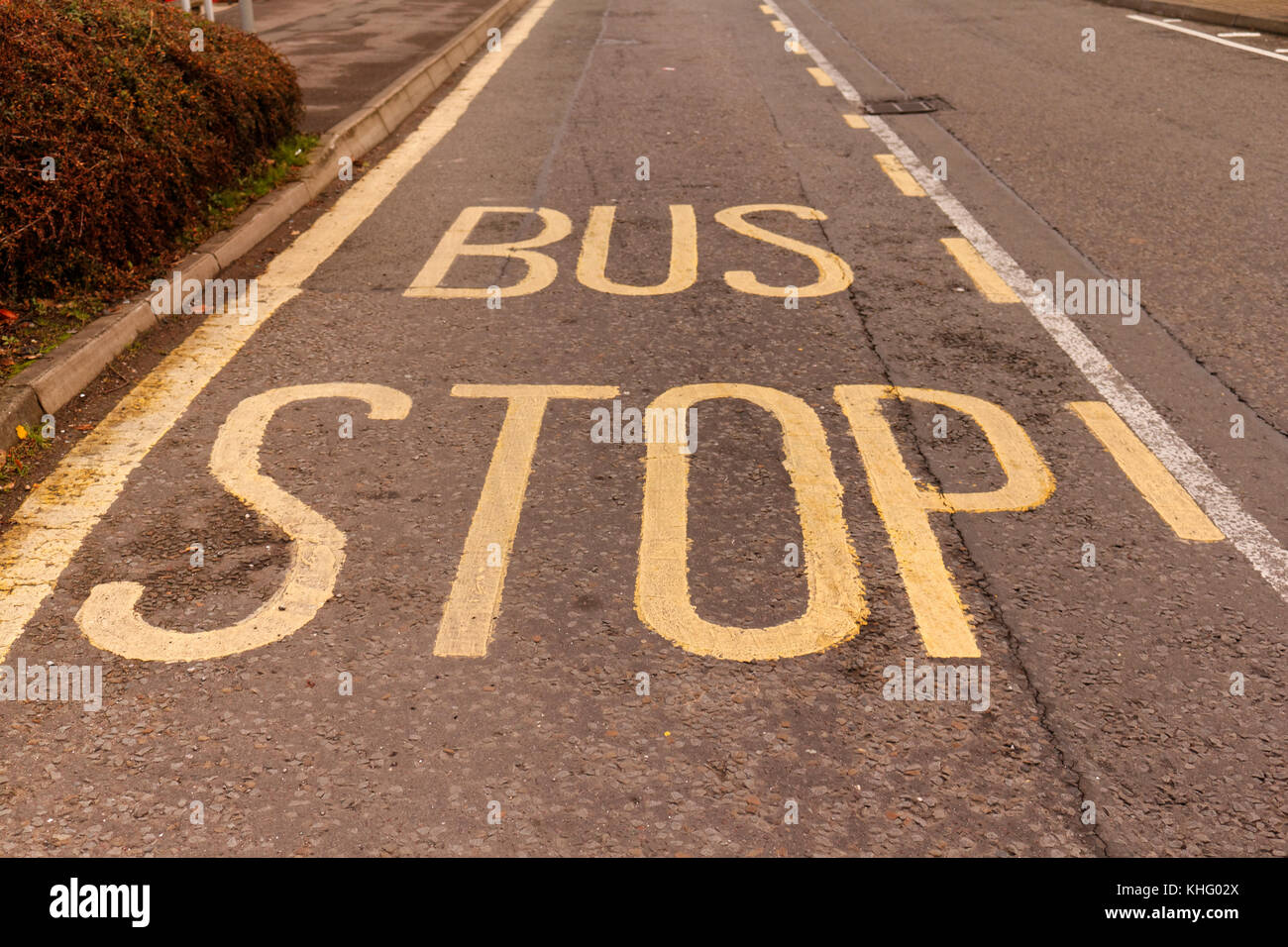 Bus stop marks Stock Photo - Alamy