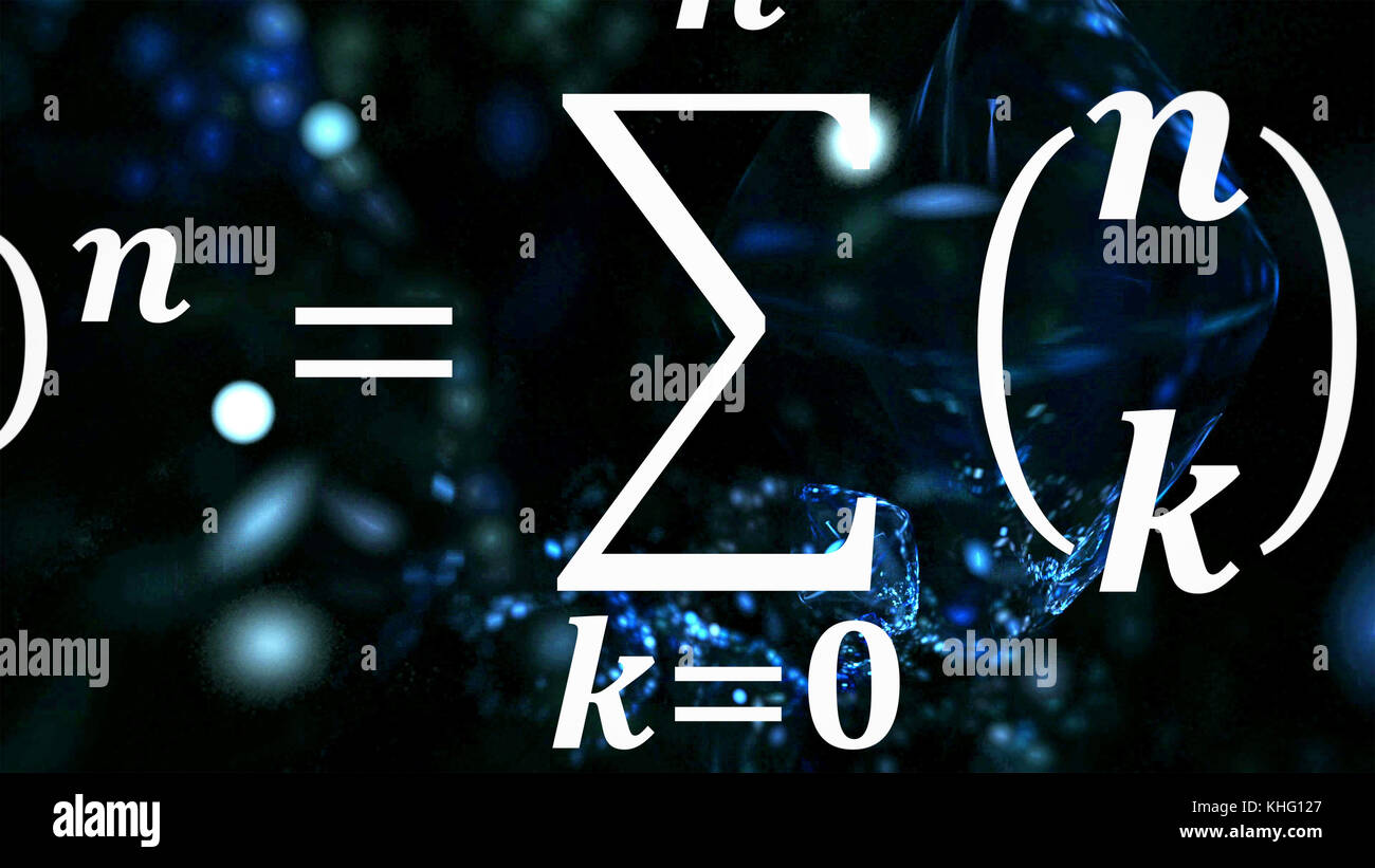 Math equations flying and disappearing in distance Stock Photo - Alamy