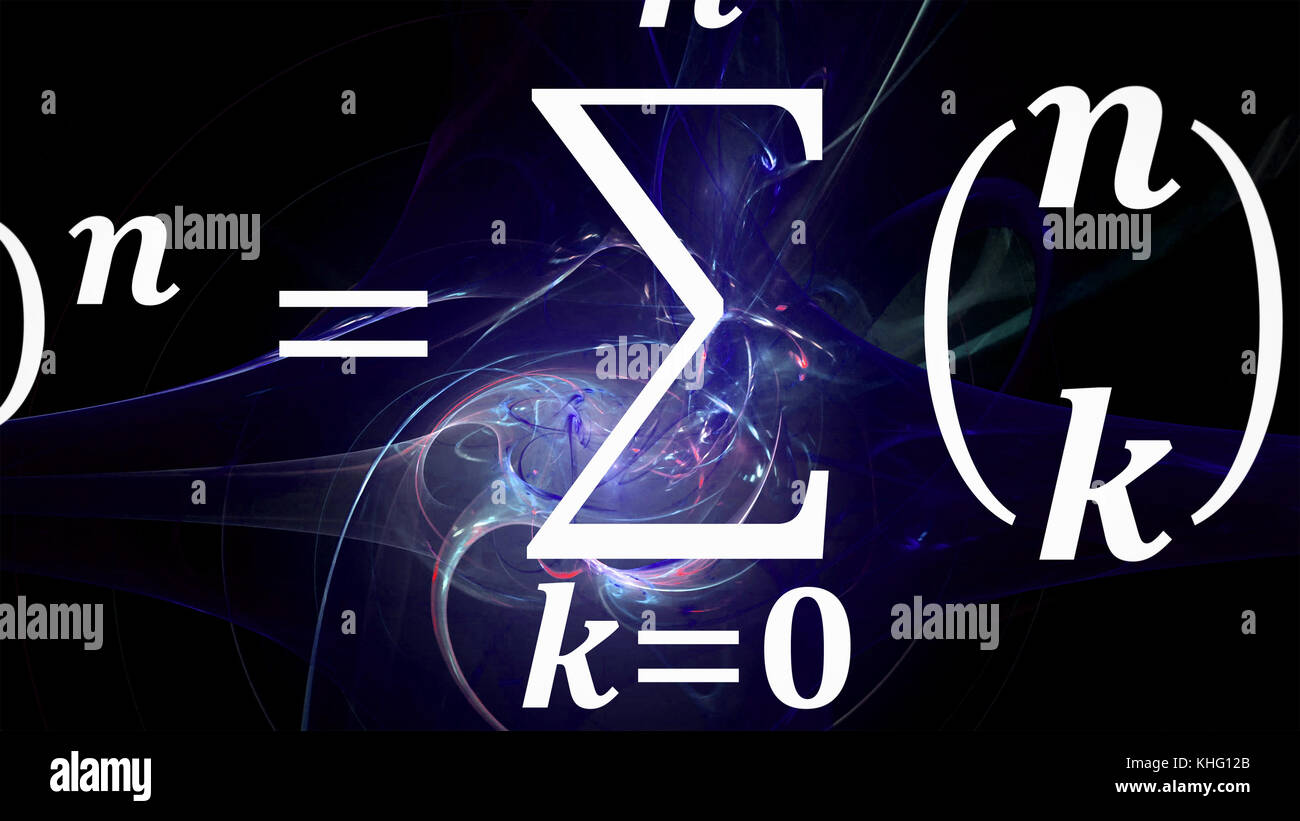 Math equations flying and disappearing in distance Stock Photo - Alamy