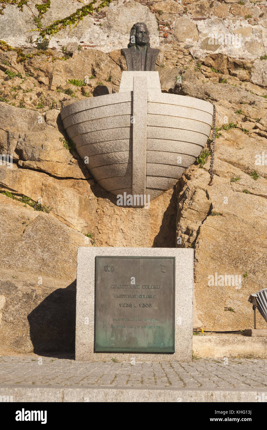 France, Corsica, Calvi, Citadel, Christopher Colombus memorial Stock ...