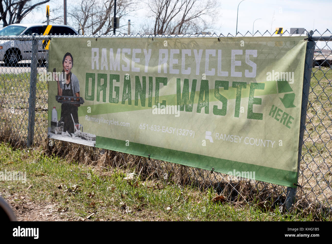 Large advertising banner promoting recycling of organic waste at this ...