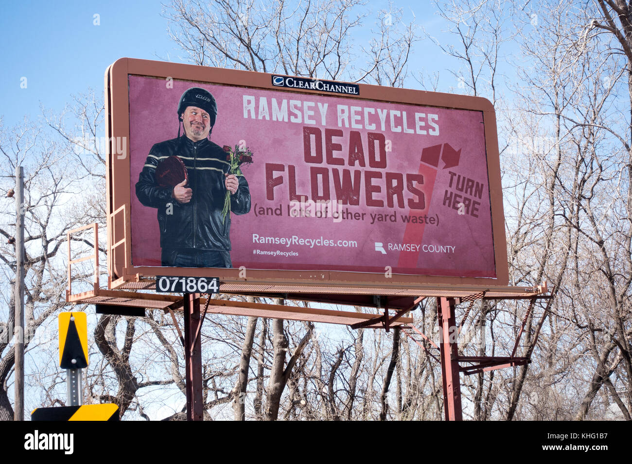 Billboard advertising that Ramsey County recycles dead flowers and ...