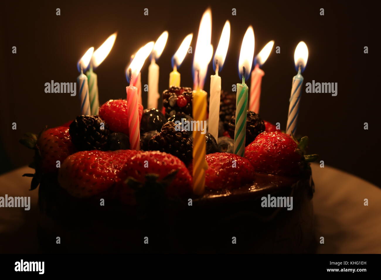 Birthday Cake with Candles Stock Photo - Alamy