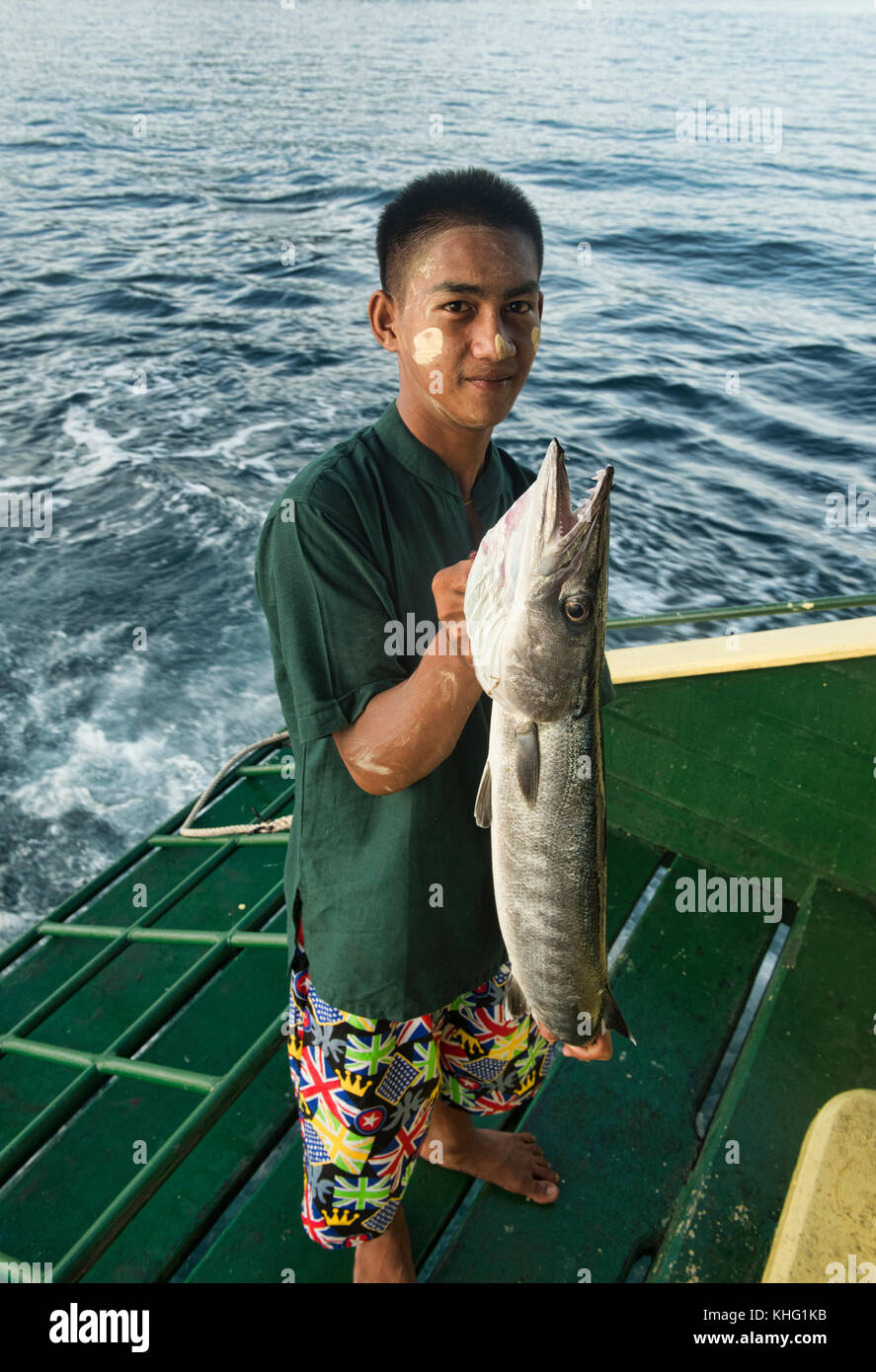 Fresh barracuda in the Mergui Archipelago, Myanmar Stock Photo - Alamy