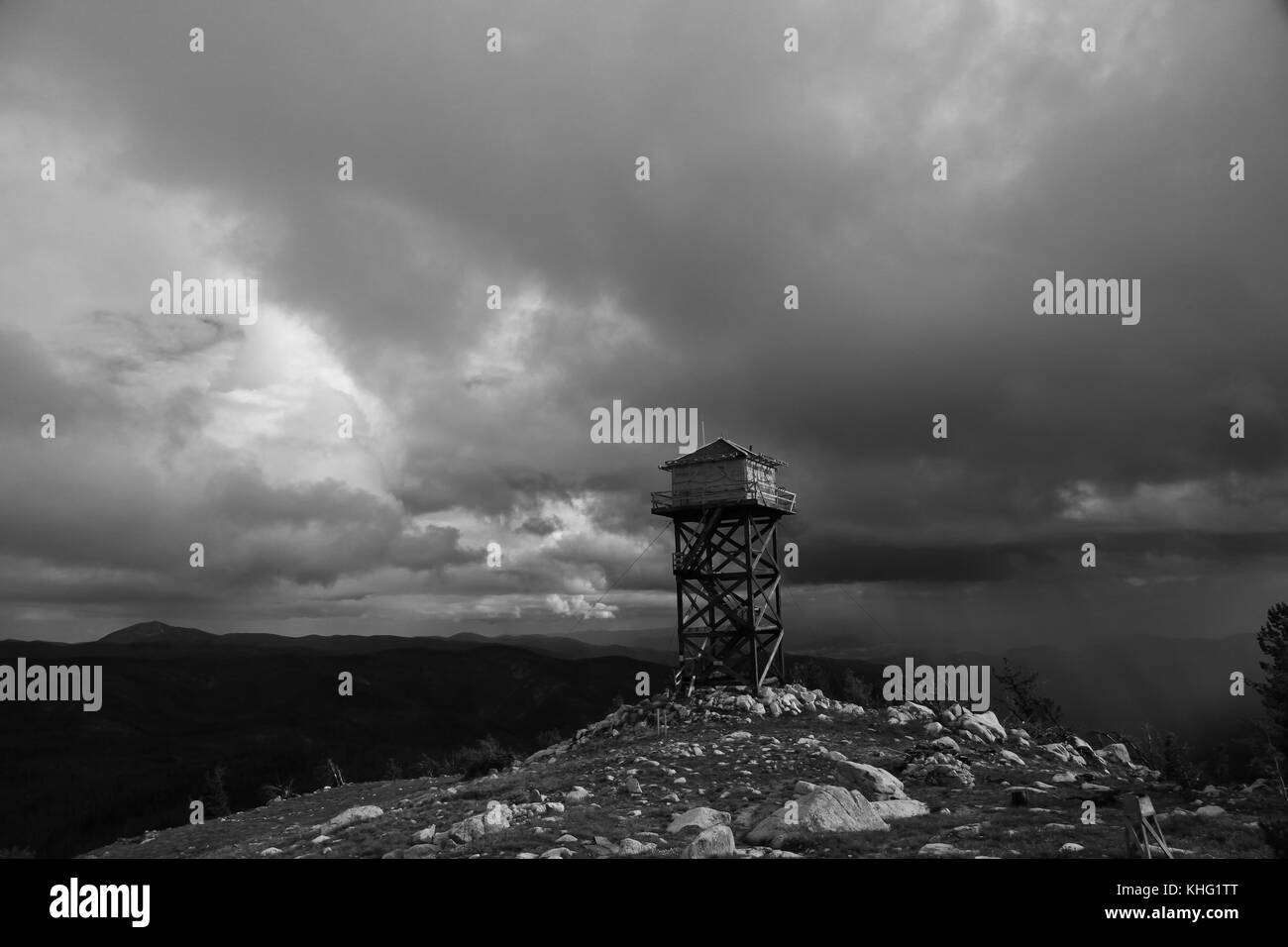 Storm over Fire Tower Stock Photo - Alamy