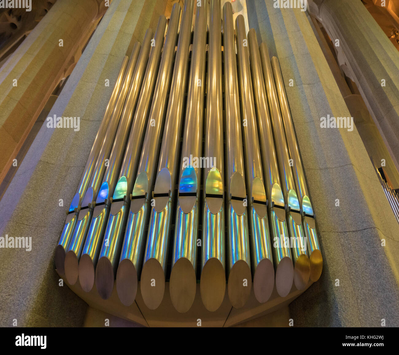 historic pipe organ at a church. Amazing musical instrument with ...