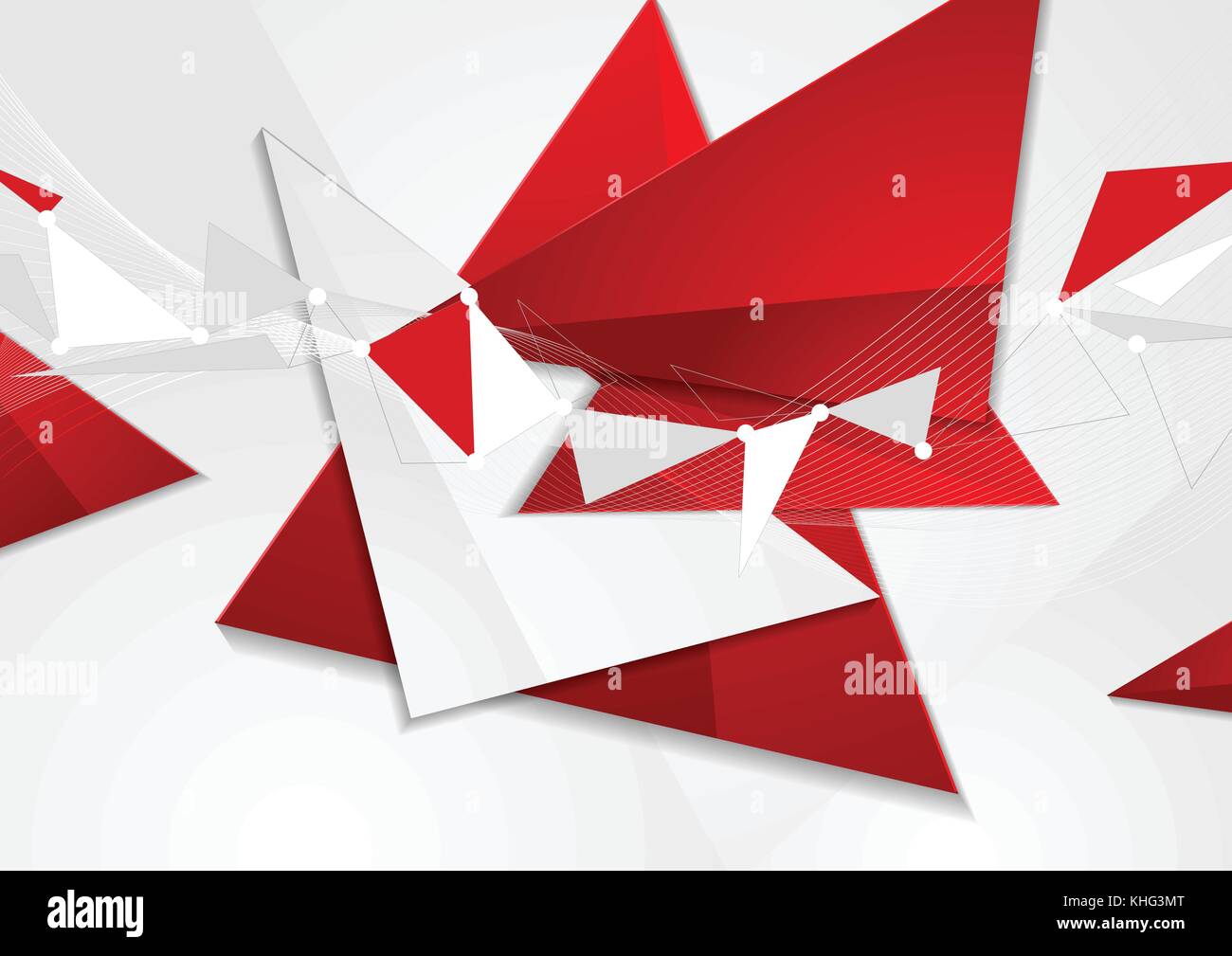 Red grey abstract technology low poly design. Geometric vector ...