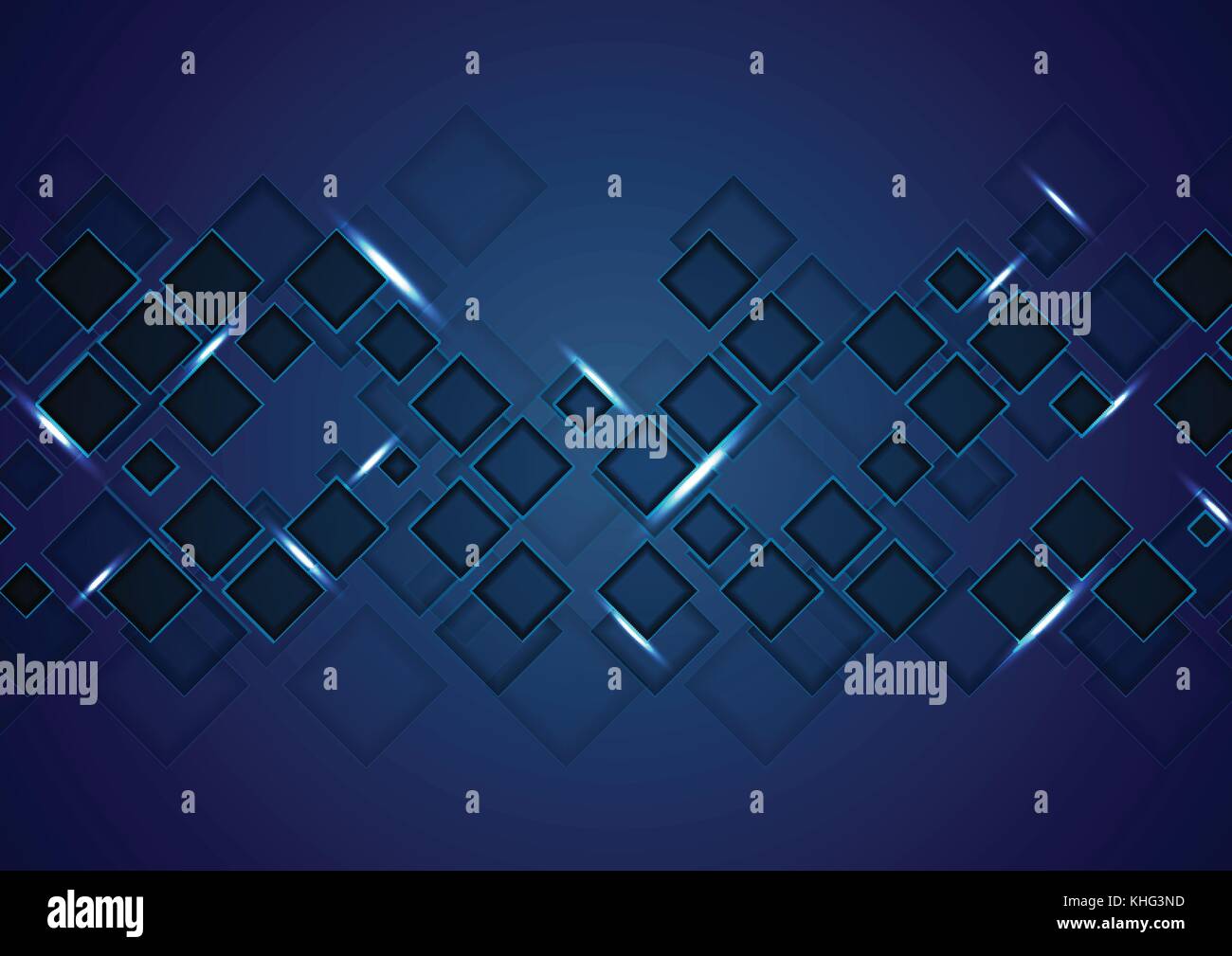 Dark blue tech abstract background with squares. Vector geometric ...