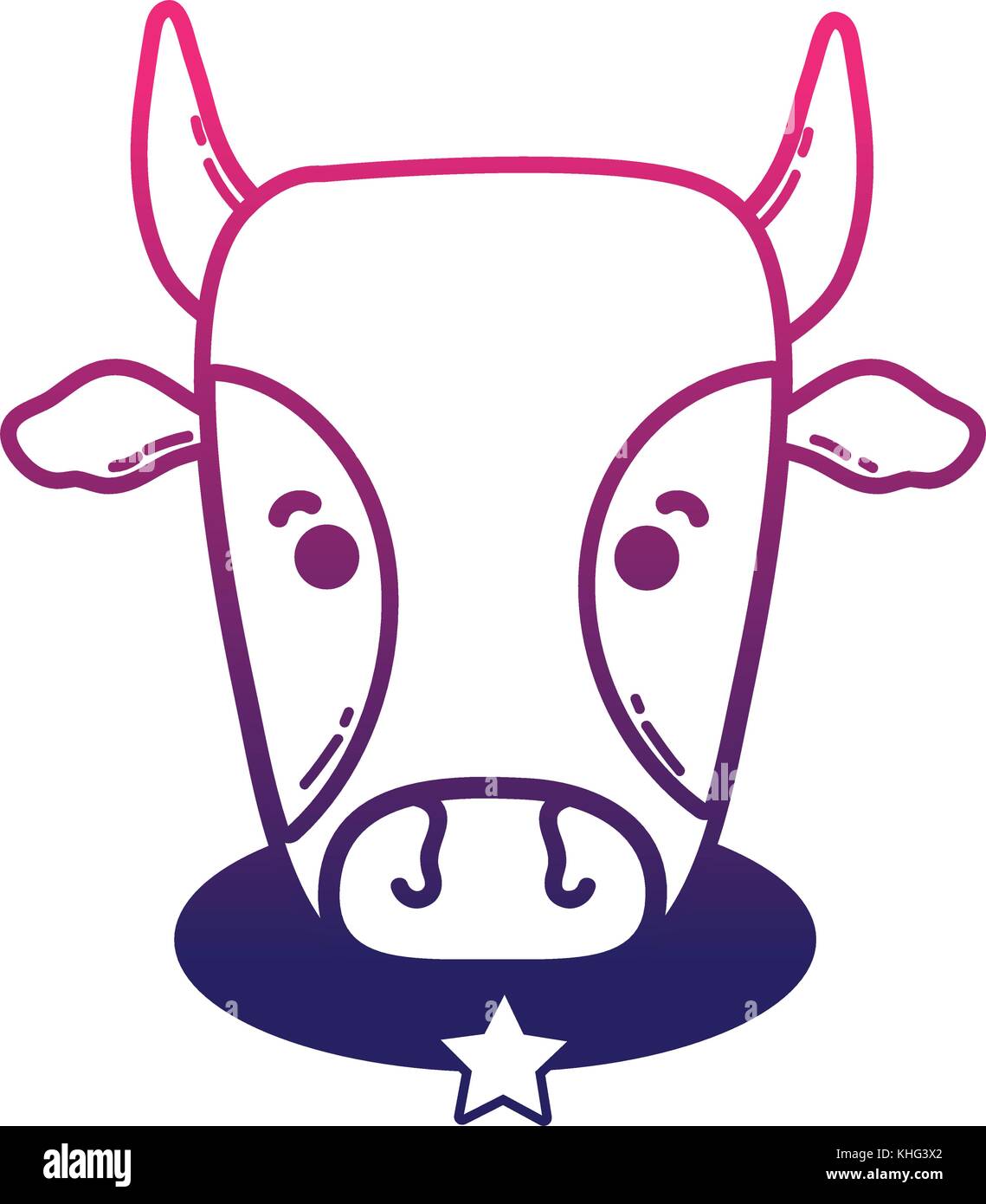 line cute cow head farm animal vector illustration Stock Vector Image ...