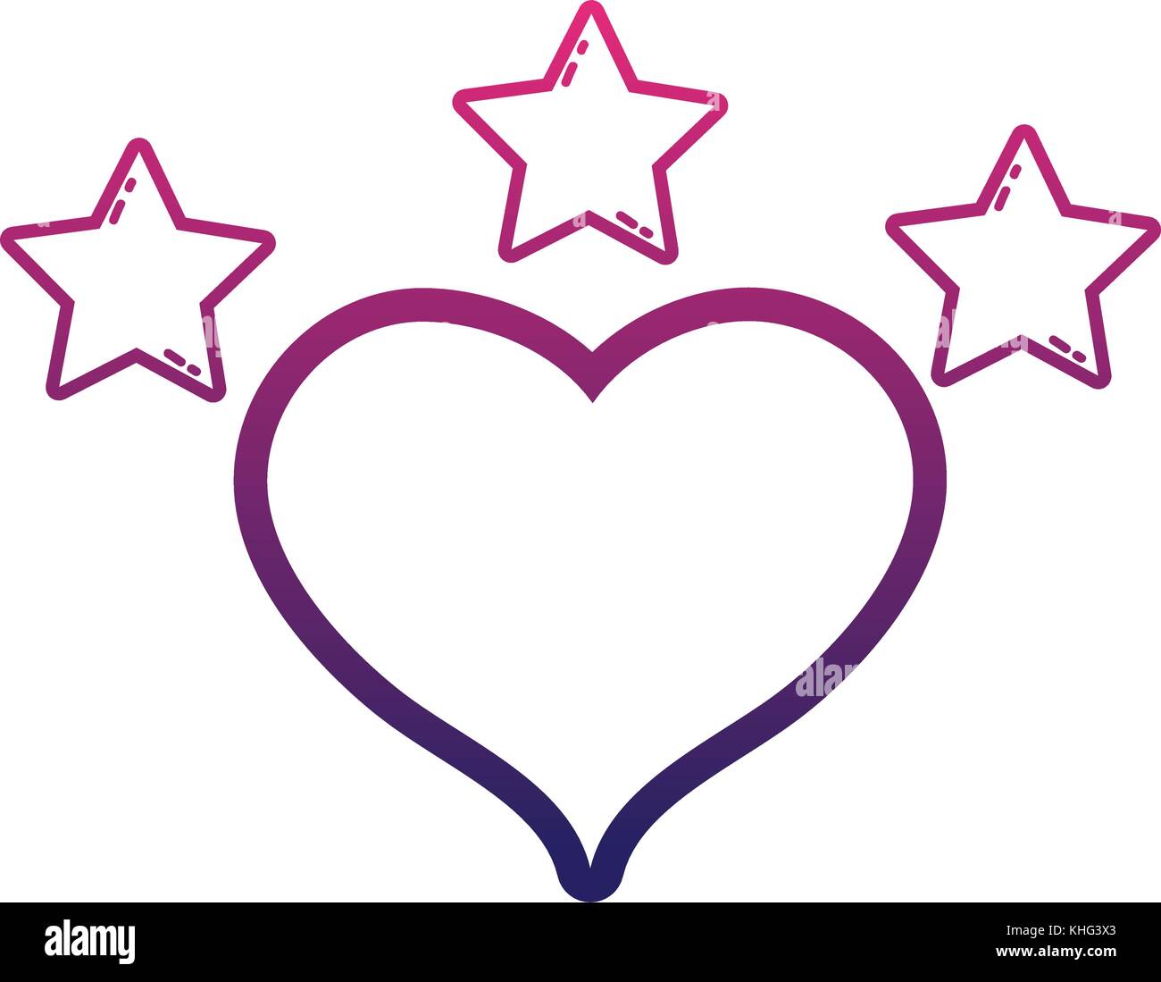 line heart to love sign with stars shining in the sky vector ...