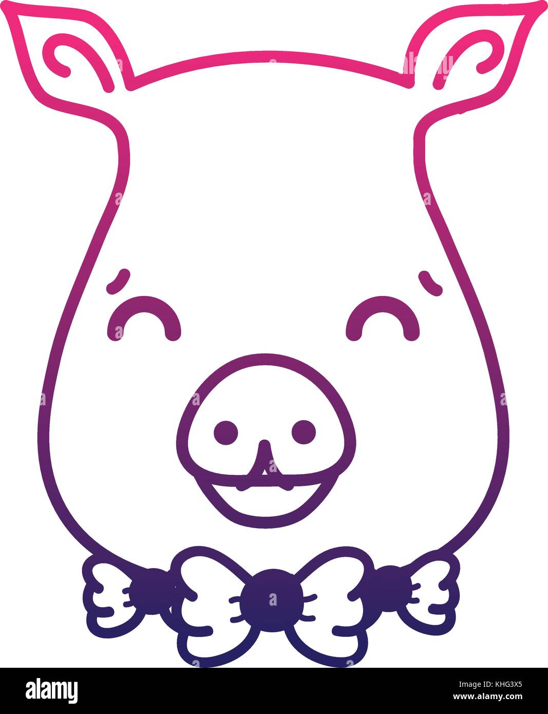 line cute pig female wild animal vector illustration Stock Vector Image ...