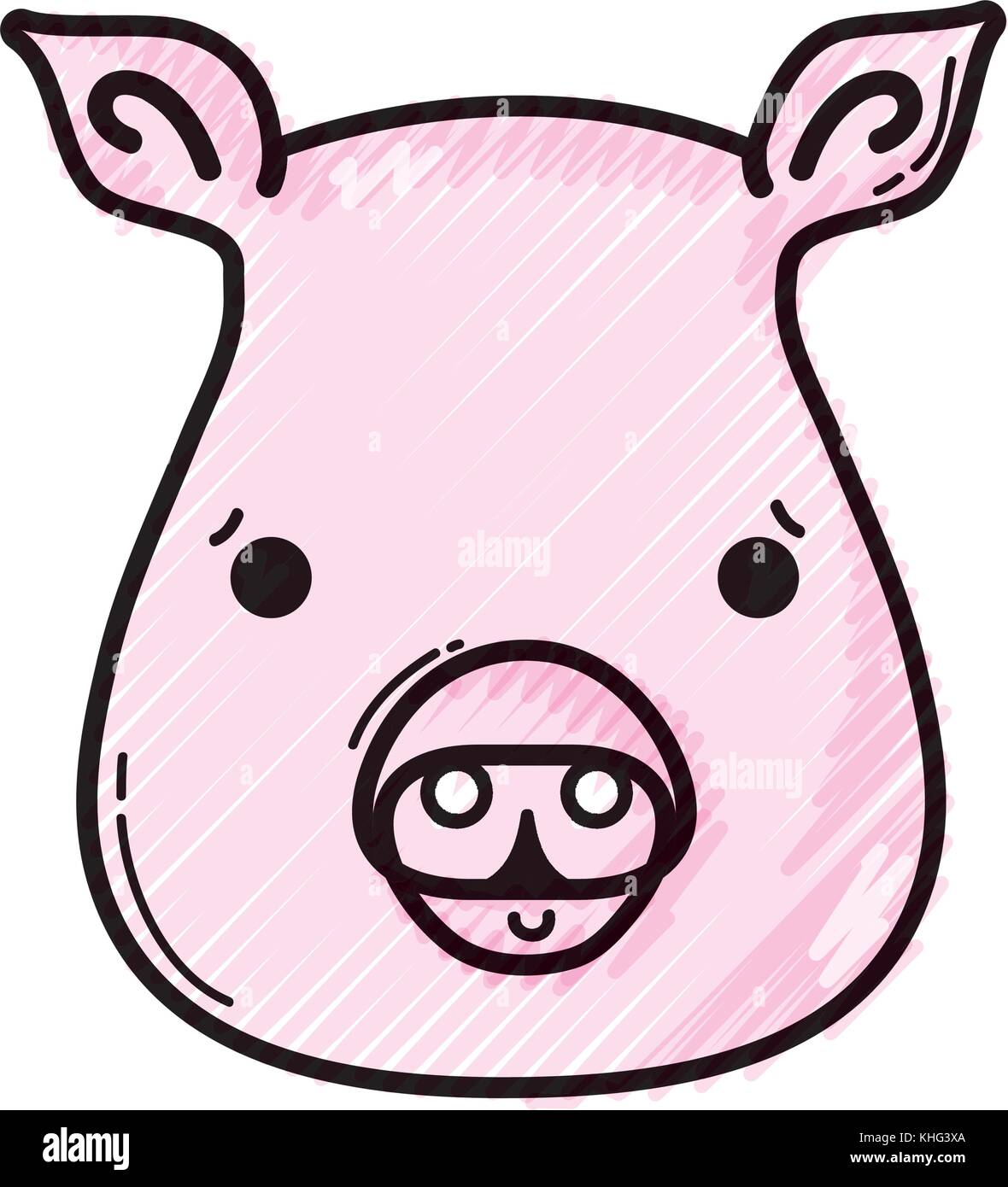 grated cute pig head wild animal vector illustration Stock Vector Image ...
