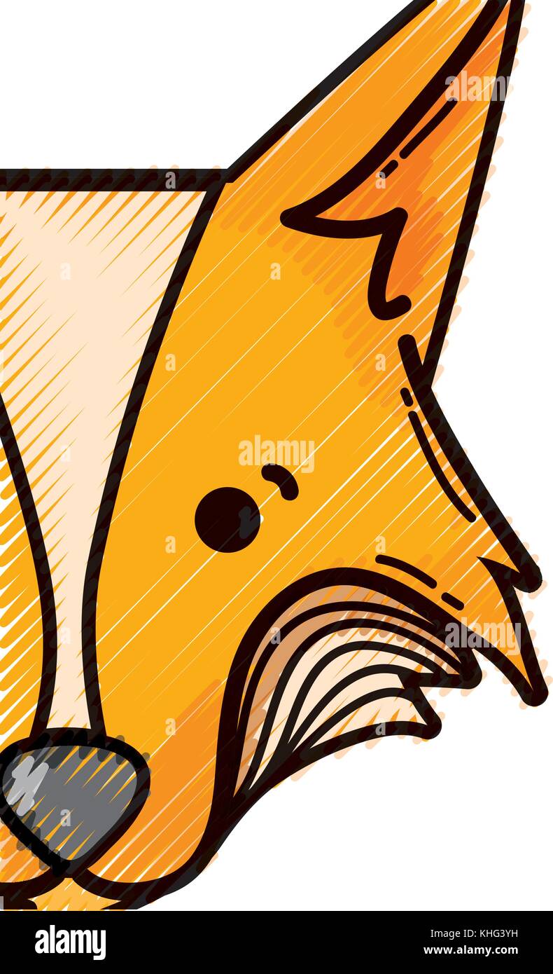 grated cute fox head wild animal vector illustration Stock Vector Image ...