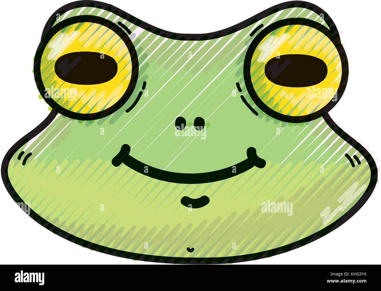 grated cute frog head wild animal vector illustration Stock Vector ...