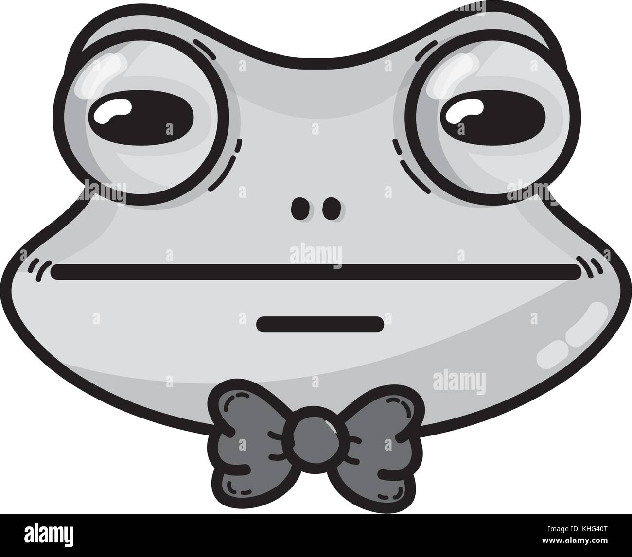 grayscale cute frog head wild animal vector illustration Stock Vector ...