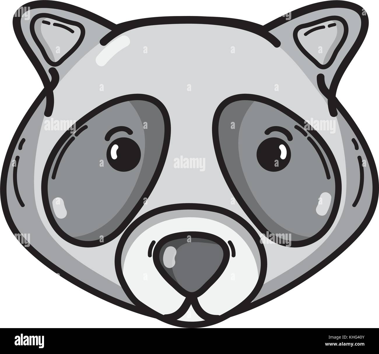 grayscale cute raccoon head wild animal vector illustration Stock ...
