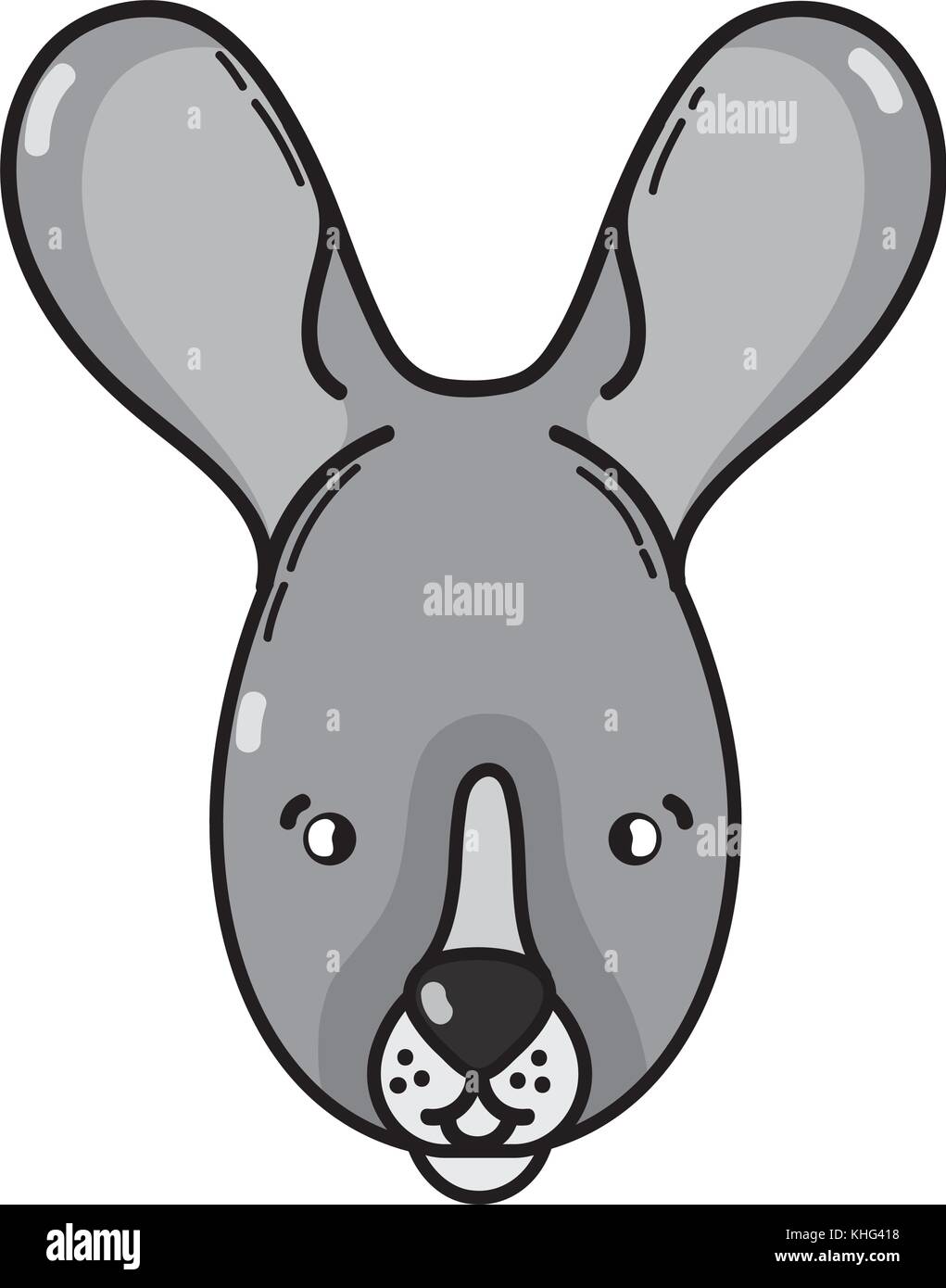 grayscale cute rabbit head wild animal vector illustration Stock Vector ...