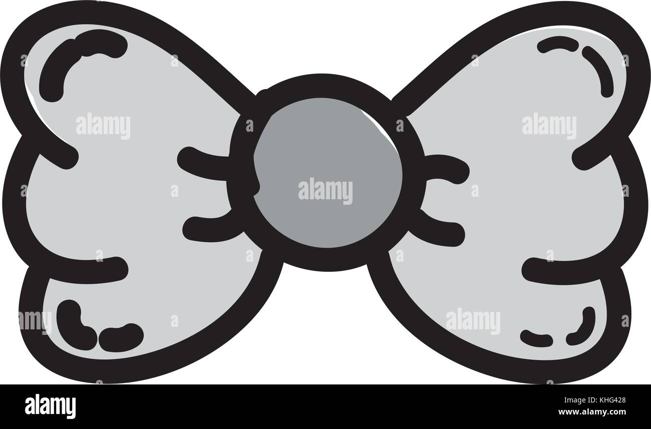 grayscale cute ribbon bow decoration design vector illustration Stock ...