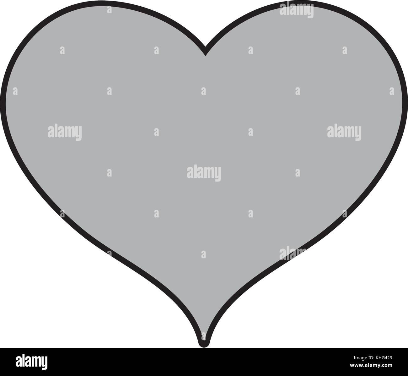 grayscale cute heart sign love decoration design vector illustration ...
