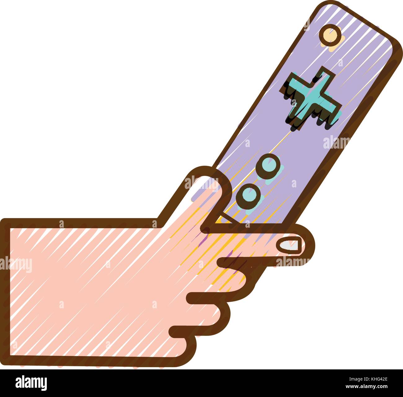 grated hand with controller object to video game vector illustration ...