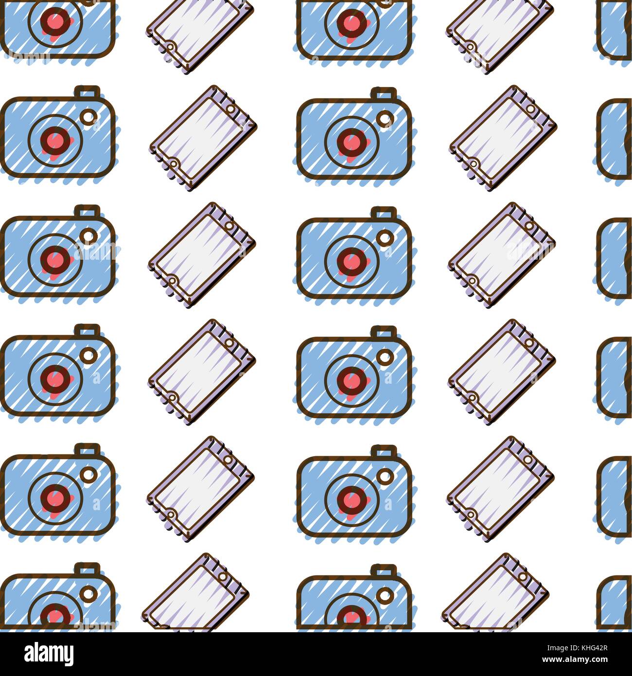 grated digital camera and smartphone technology objects background vector illustration Stock ...