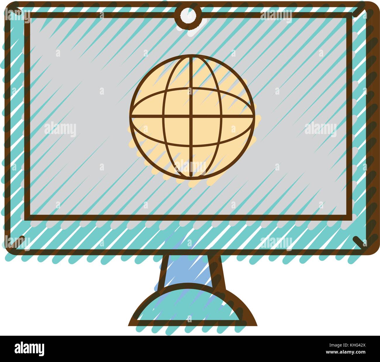 grated screen electronic equipment with global conection symbol vector ...