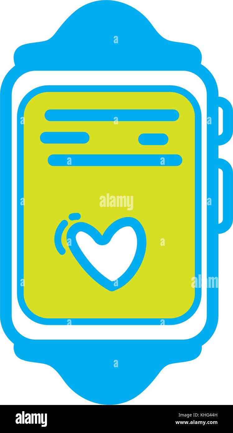 smartwatch technology object with heartbeat rhythm vector illustration ...